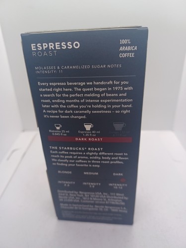 50 Starbucks Nespresso Espresso Roast Capsules,11/24.Molasses ...