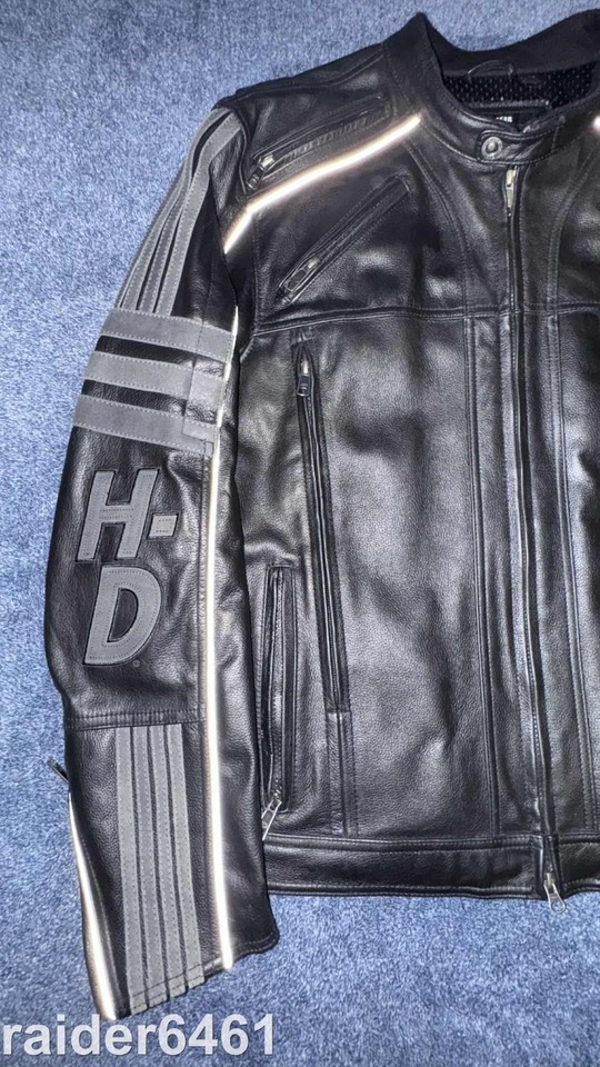 Harley Davidson Men's Milestone Reflective Black Leather Jacket XL ...