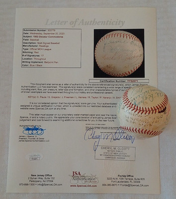 1953 Decatur Commodores Team Signed Autographed JSA Baseball CARLOS ...
