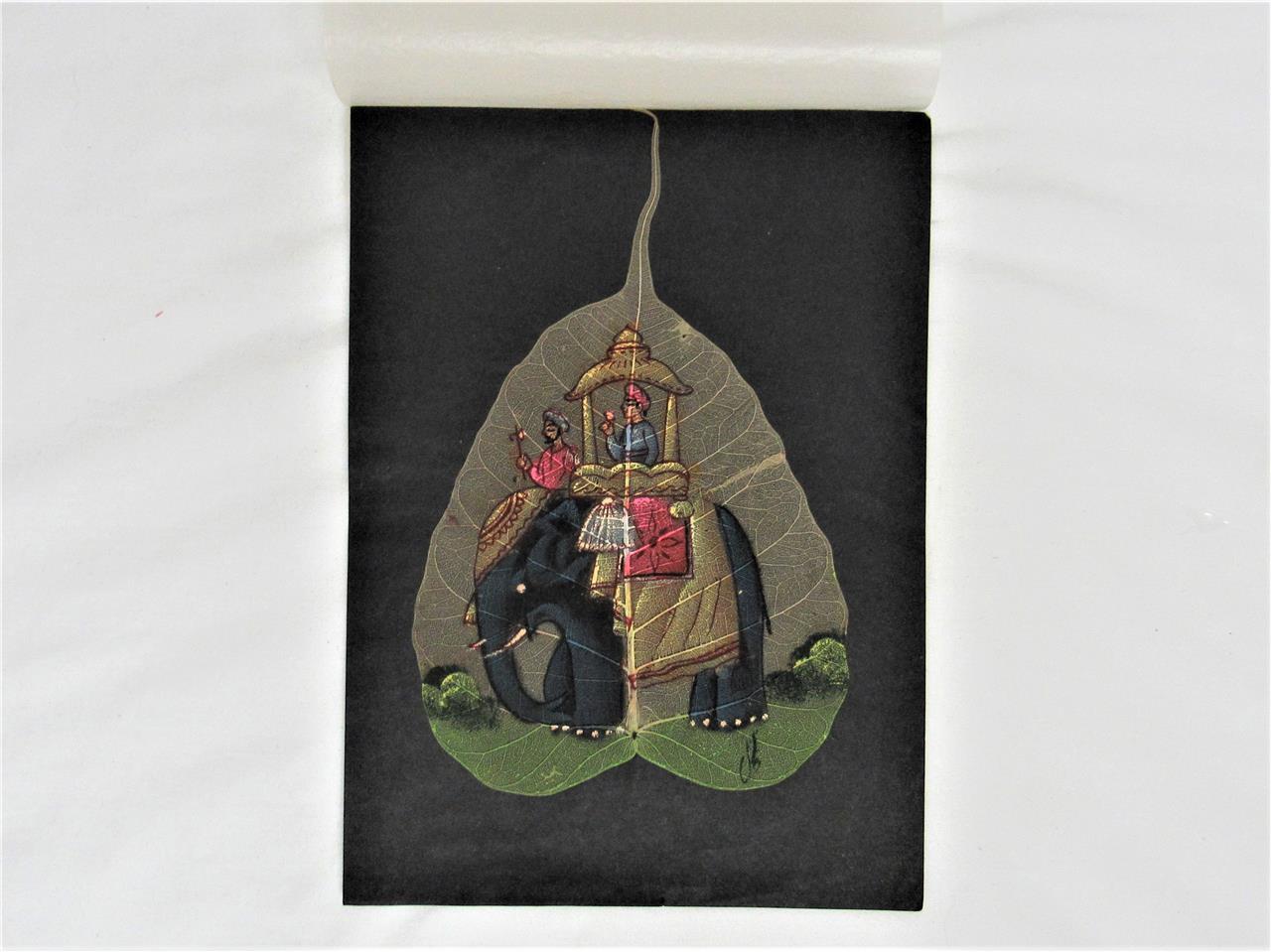 Vintage Pipal Tree Leaf Painting - Men Riding Elephant -India Art ...
