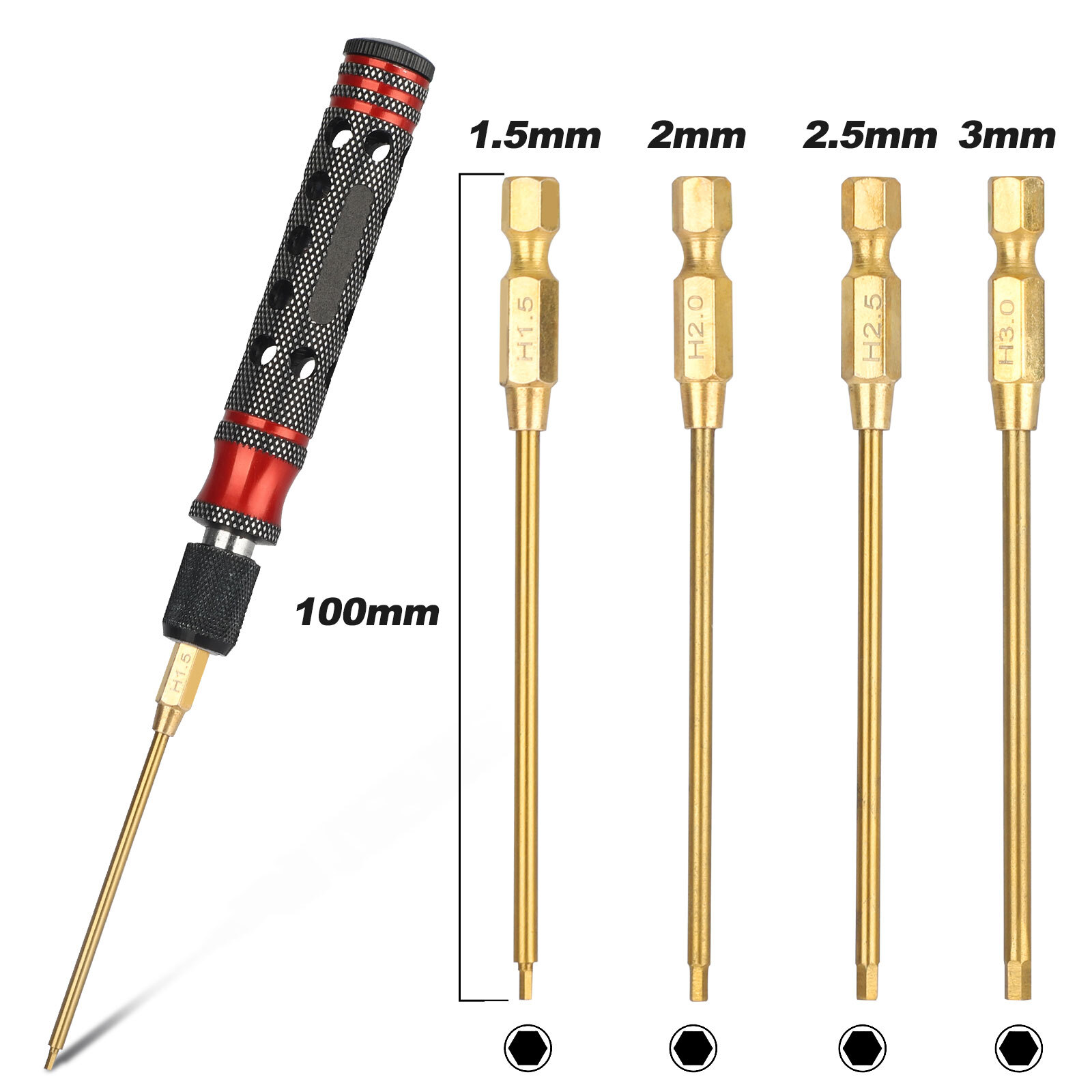 Metric Hex Head Bit for Drill RC Car Tool Allen Set 1.5mm,2.0mm,2.5mm,3 ...