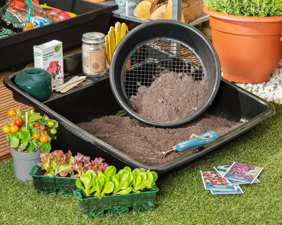 Heavy Duty Black Plastic Potting Tray Greenhouse Tidy Table Planting ...