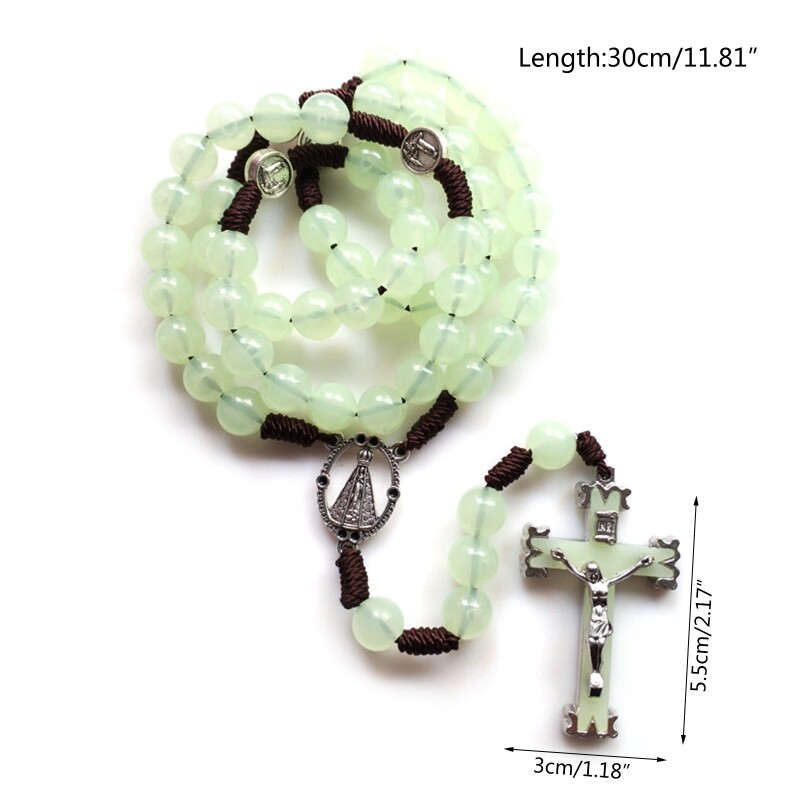 10mm Rosary Beads Luminous Necklace for Cross Pendant Necklaces Glow in Da | eBay