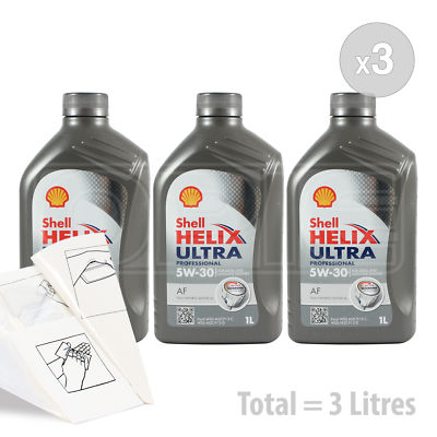 Car Engine Oil Service Kit / Pack 3 LITRES Shell Helix Ultra AF 5W-30 ...