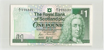 SCOTLAND 1 Pound 1987, P-346, A/1 Prefix Royal Bank, Original EF, A/1 ...