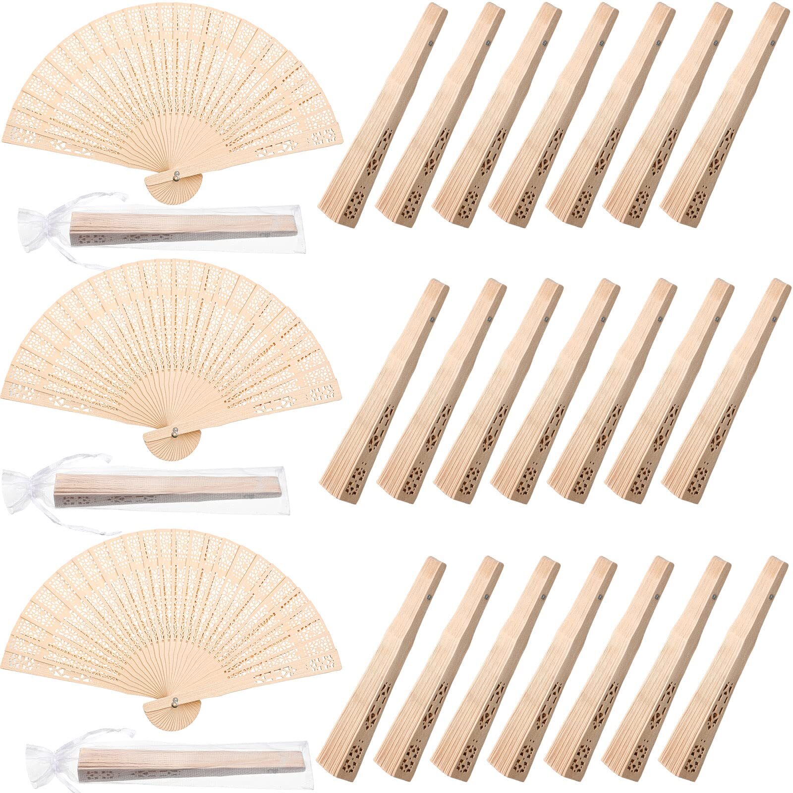 100 Pieces Wooden Hand Fans For Wedding Bulk Folding Handheld Fans With ...
