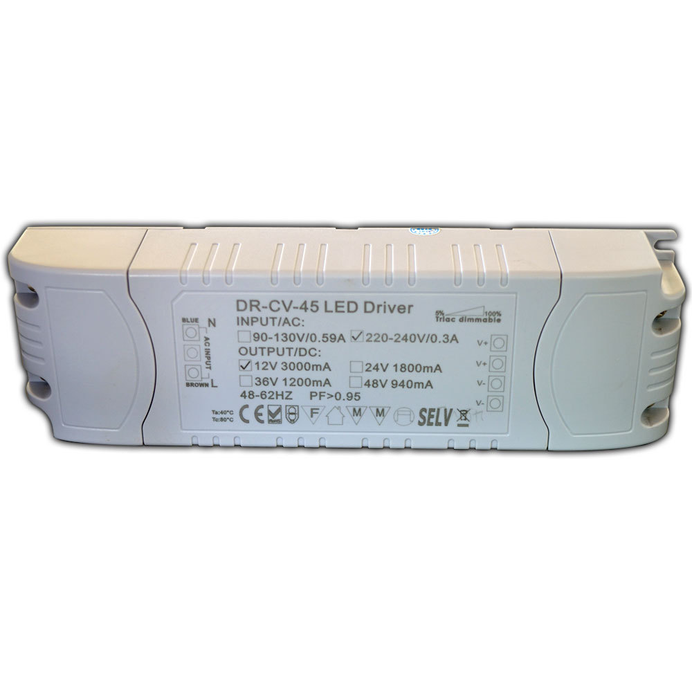 Dimmbarer LED Trafo 1-45 Watt 12V DC TRIAC Dimmer Netzteil Driver ...
