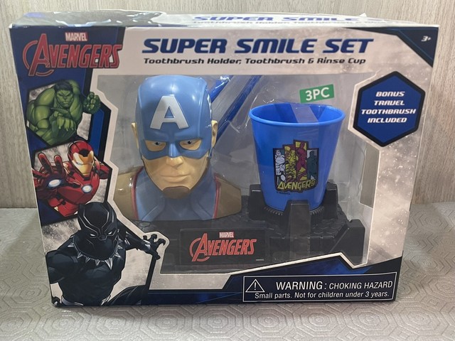 Marvel Avengers Super Smile Set Captain America 2 Toothbrush Holder Cup ...