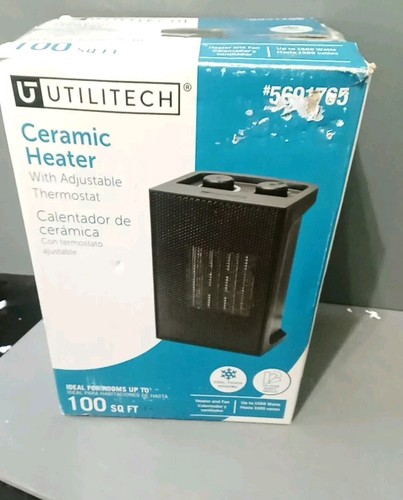 Compact Electric Ceramic Space Heater with Adjustable Thermostat, Utilitech | eBay