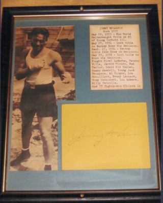 RARE WORLD CHAMPION boxer BOSTON JIMMY McLARNIN autograph framed ...