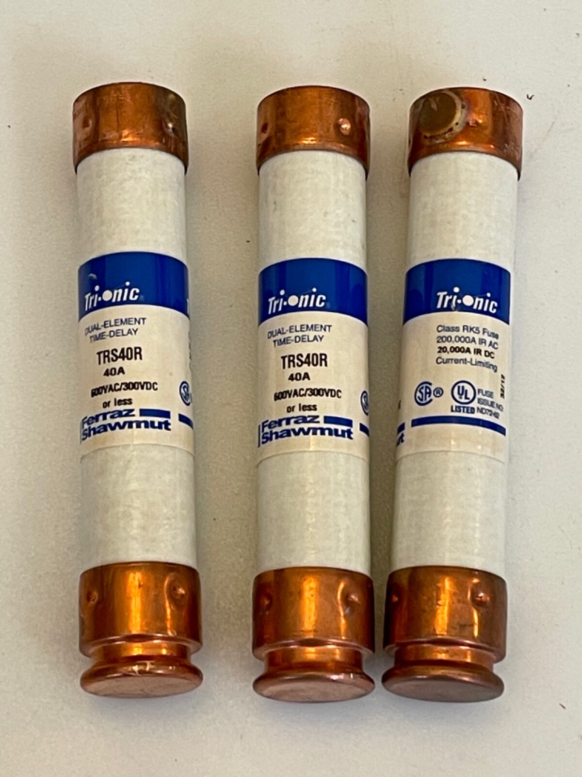 TRS40R - FERRAZ SHAWMUT 40A AMP 600V CLASS RK5 TRI-ONIC FUSE - NEW OLD ...