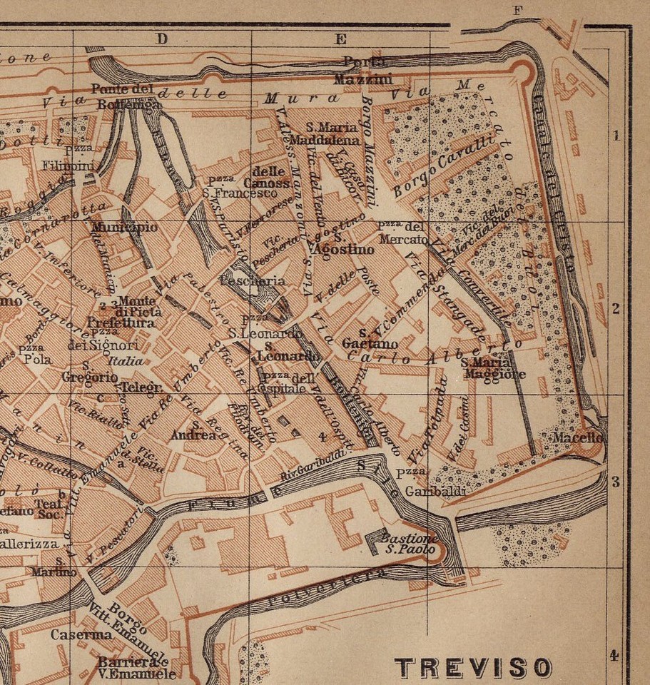 1906 ORIGINAL ANTIQUE CITY MAP OF TREVISO / VENETO / ITALY | eBay UK