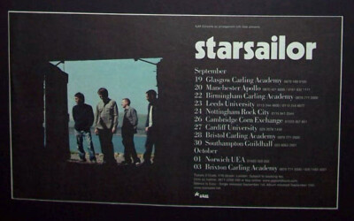 Starsailor Silence Is Easy UK Tour 2003 Small Poster Type Concert Ad ...