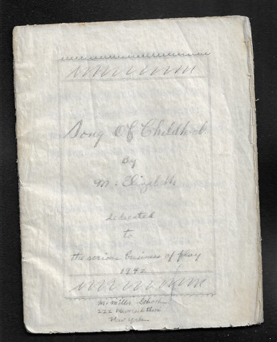 1942 Original Handmade Poetry Booklet "Story of Childhood" by M ...