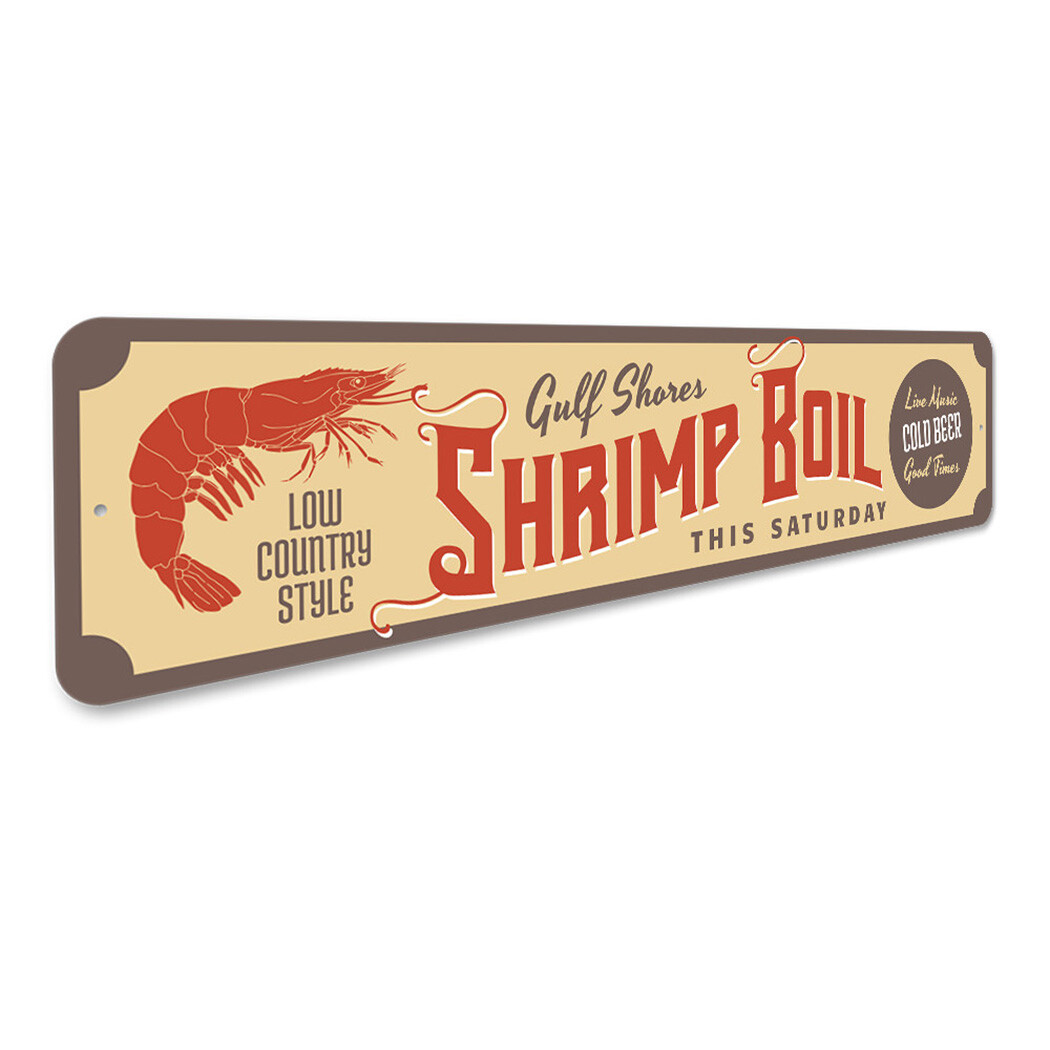 Gulf Shores Shrimp Boil, Restaurant and Bar Sign, Fresh Seafood Metal ...