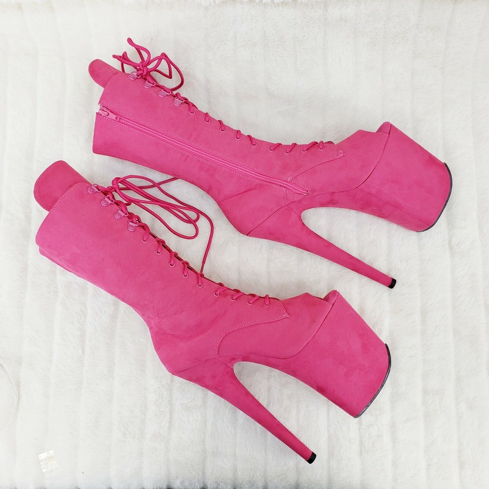 Flamingo 1051FS Hot Pink V Suede 8" Heel Platform Mid Calf Boots US ...