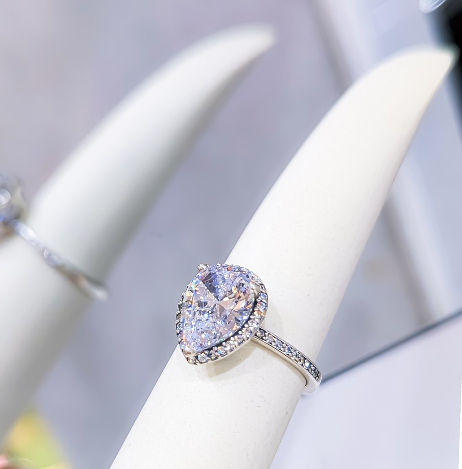 NEW 100% Authentic PANDORA 925 Large Sparkle Radiant Teardrop Ring ...
