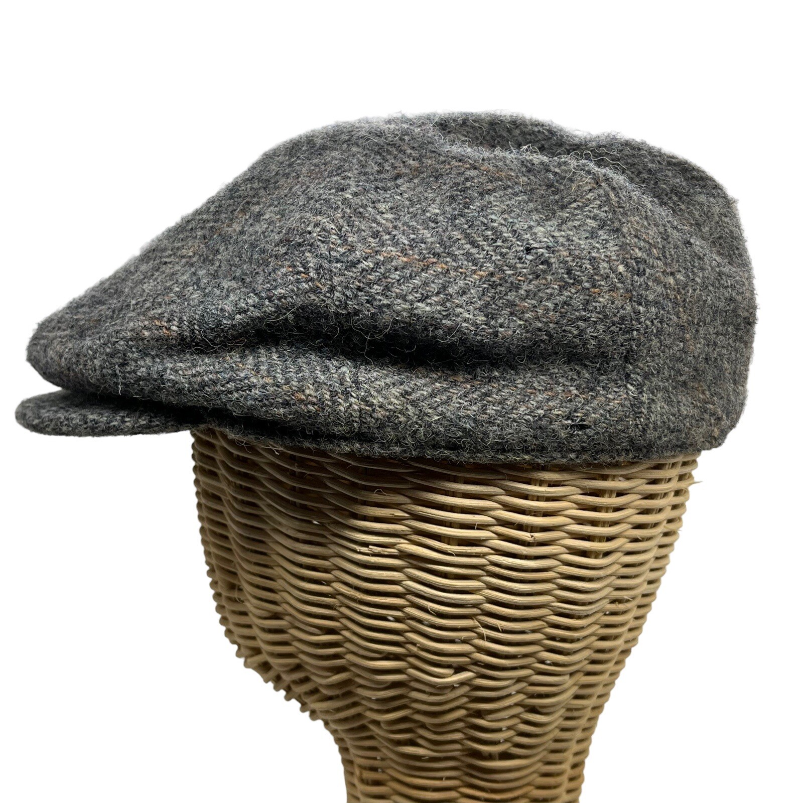 Harris Tweed Wool Cabbie Hat Applejack Size 6 3/4 Mad… - Gem