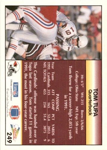 1992 Pacific Tom Tupa #249 Phoenix Cardinals | eBay
