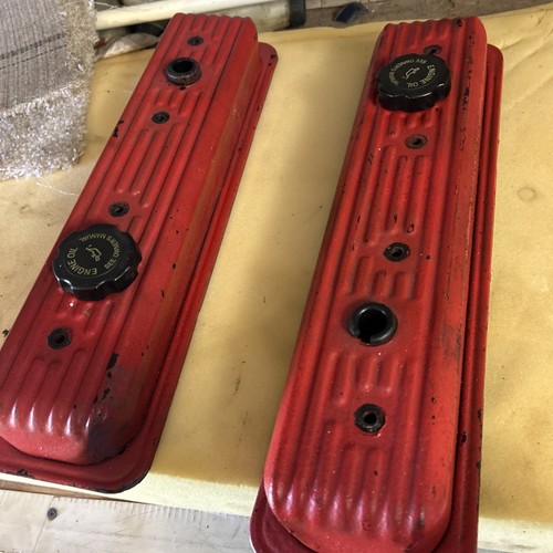 Small Block Chevrolet Script Valve Covers 283 327 Decal Hot Rod Orange ...