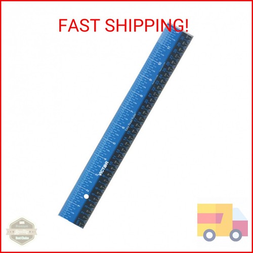 Victor Easy Read Stainless Steel Ruler, Standard/Metric, 12" Long, Blue ...