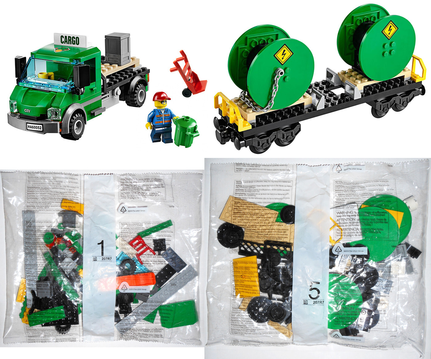 LEGO 60052 Cargo Train -- NEW SEALED BAGS #2 #5 ONLY -- partial set ...