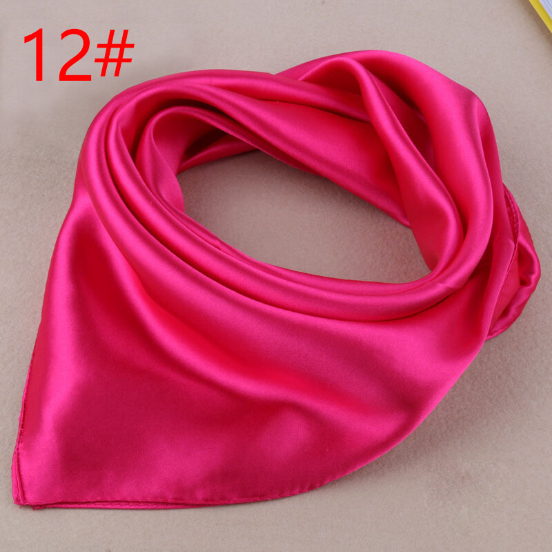 Women Plain Soft Silk Square Scarf Bandana Neckerchief Head Neck Wrap ...
