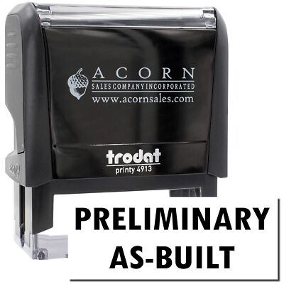 Large Self-Inking Preliminary As Built Stamp Size 7/8" Tall x 2-1/4 ...