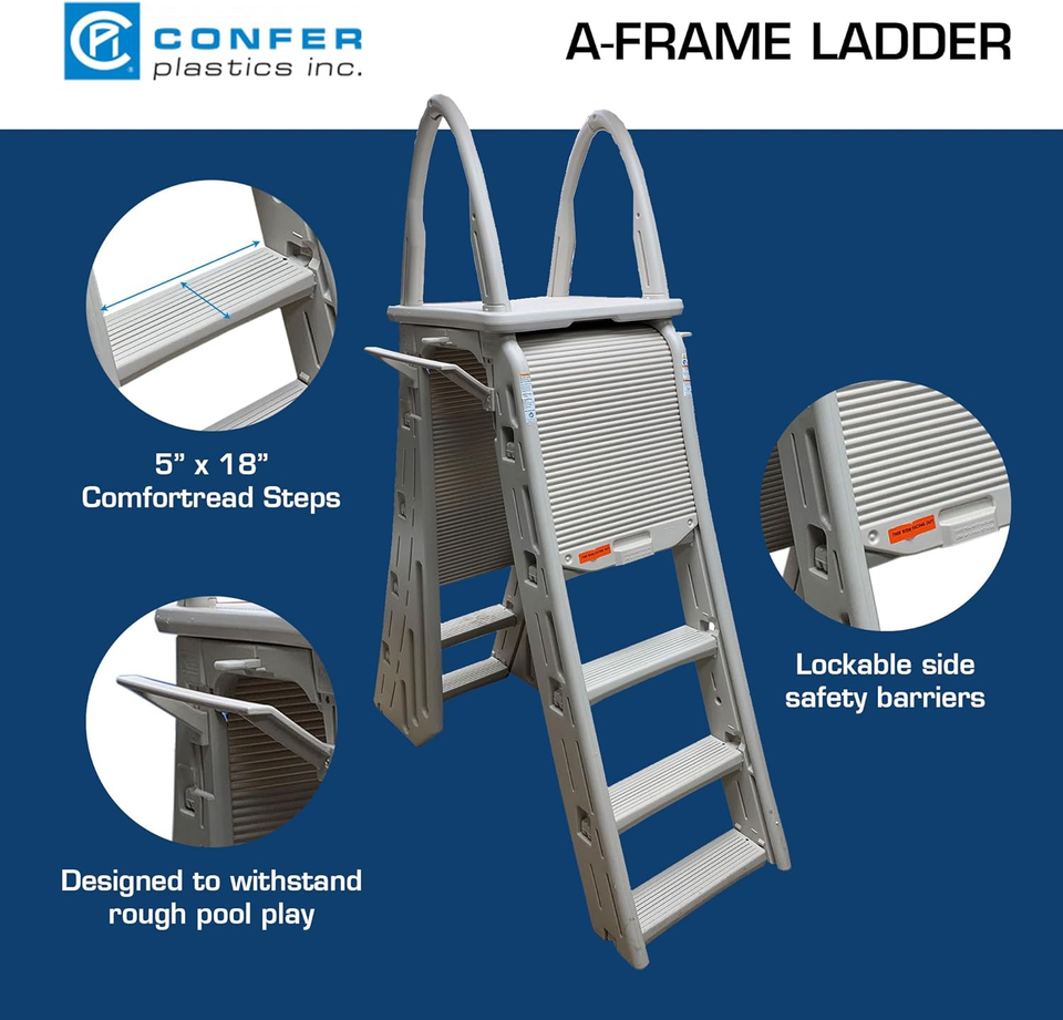 Roll Guard 48" - 56" Adjustable a Frame Safety Ladder above Ground ...
