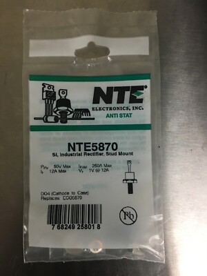 NTE5870 - Silicon Industrial Power Rectifier Stud Mount 50V 12A Cathode ...