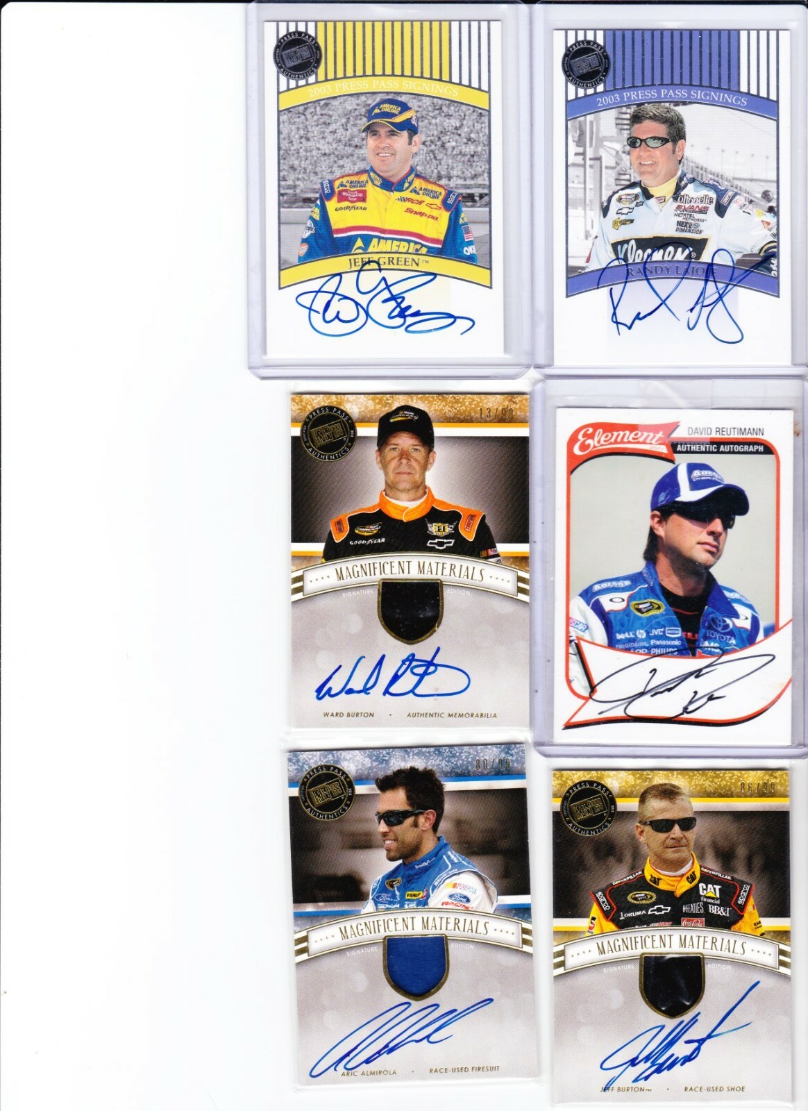 2012 Jeff Burton Magnificent Materials Signature Auto Autograph R/U ...