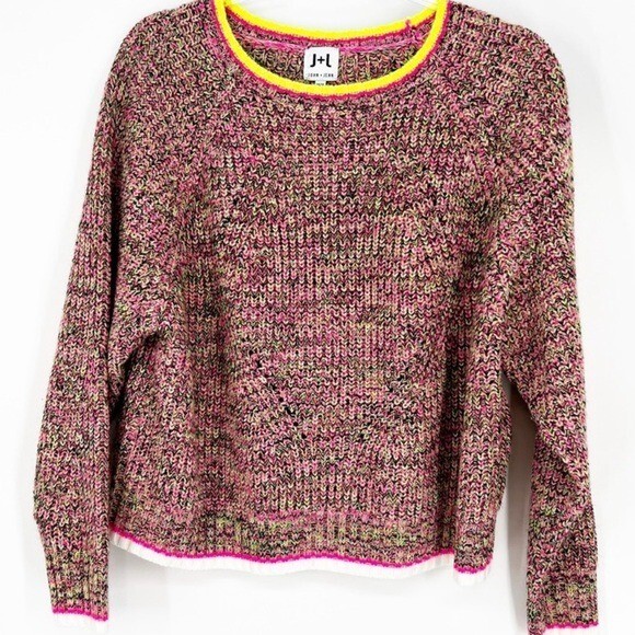 John + Jenn Cosmos Neon Sweater Knit Multi Color Pullover Sweater Top ...