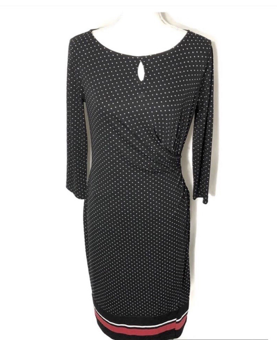 Talbots Faux Wrap Dress Plus Size 2XL Black Polka Dot… - Gem