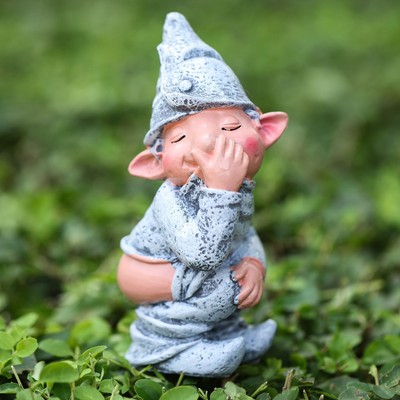 Grey Peeing Gag Gnome Statue Garden Tree Decoration Pooping Dwarf Elf ...