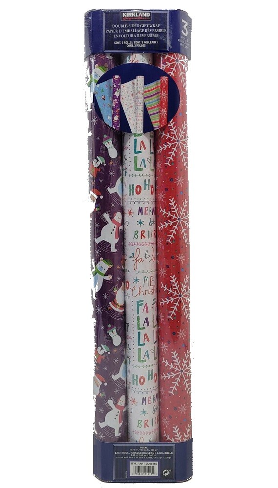 Kirkland Signature Christmas Gift Wrap Wrapping Paper Double Sided 3 ...