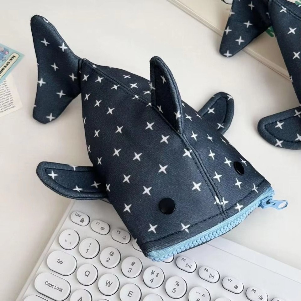 Kawaii Pencil Pouch Lightweight Pencil Holder Shark Pencil Case Office ...