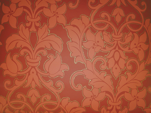 DEEP RED & GOLD DAMASK PREPASTED VINYL WALLPAPER # SD25700 | eBay