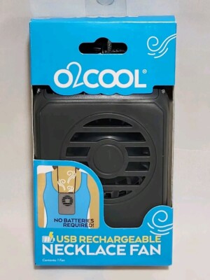 Gray- O2COOL USB Rechargeable Necklace Fan Lasts Up To 18 Hours On One ...