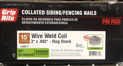Grip Rite Coil Siding Nails 2 Inch x 0.092 Galvanized Ring Shank 15 Deg ...