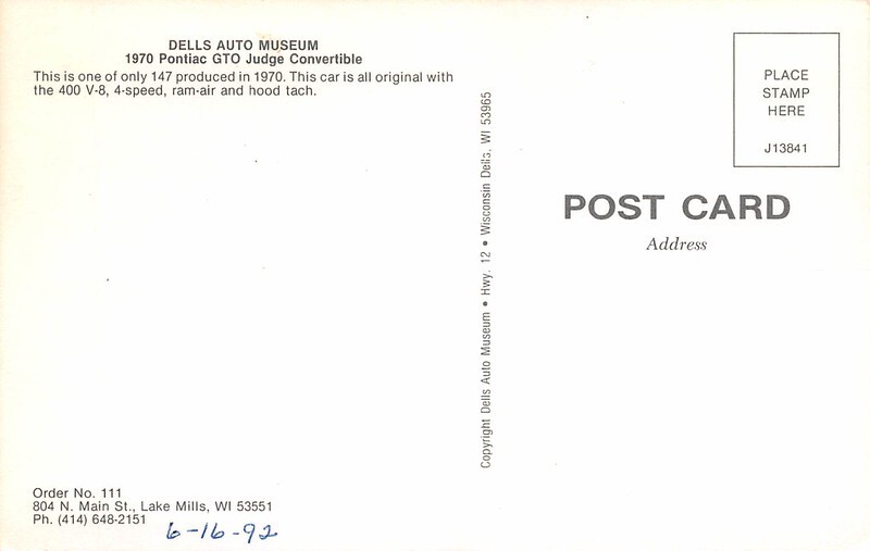 1970 Pontiac GTO Judege Convertible Dells Auto Museum Wisconsin | eBay