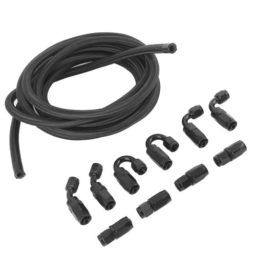 5meters Oil Fuel Hose Line AN6‑6AN Fitting Stainless Steel Nylon ...