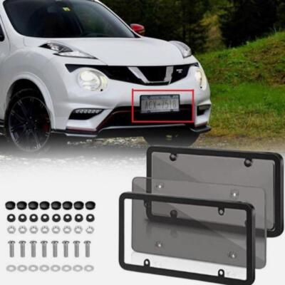 For Car Truck Gray w/Screw Clear License Plate Tag Frame Covers Shield ...