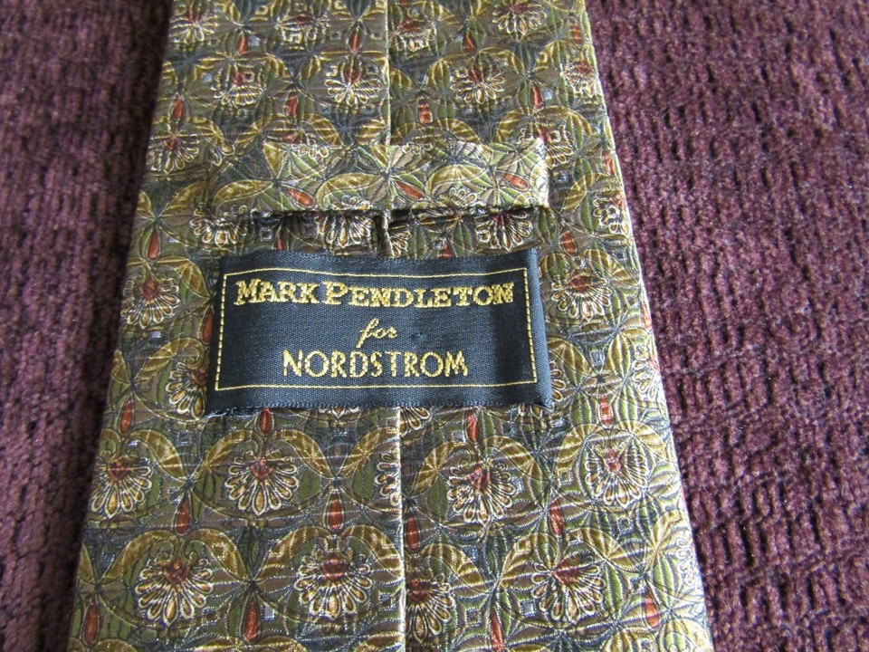 Mark Pendleton for Nordstrom Men's 100% Silk Neck Tie, Gold, Green ...