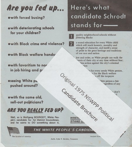 1975 NSWPP B'more Council Election Brochure, George Rockwell's Party ...