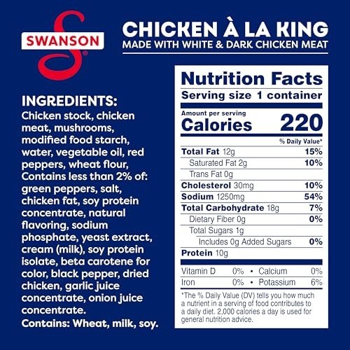 Swanson Canned Chicken a la King 10.5 oz - 12 Cans Bulk Pack for Meal ...