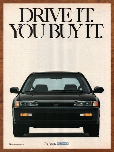 1990 Honda Accord Vintage Print Ad/Poster Authentic Retro Man Cave Car ...