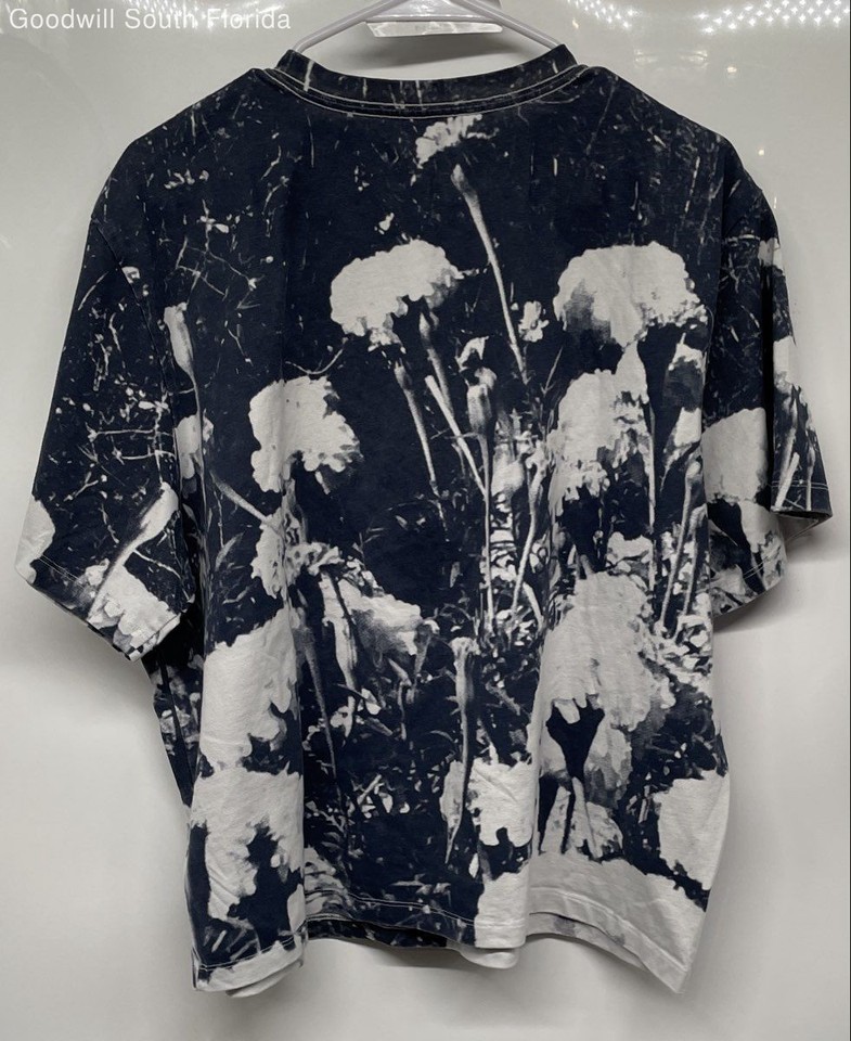 Calvin Klein Mens Blue Floral Cotton Short Sleeve Crew Neck T-Shirt ...