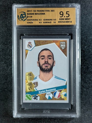 2017-18 Panini FIFA 365 KARIM BENZEMA Sticker Real Madrid #211 RPA 9.5 ...