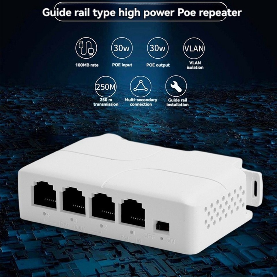 Repeater 1 Eingang 3 Ausgang DIN-Schiene Standard POE Repeater 4-Port ...