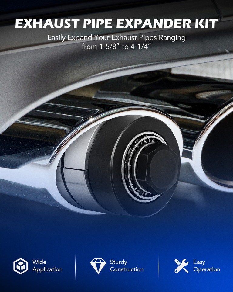 Exhaust Pipe Kit, 1-5/8in to 4-1/4in Pipe Stretcher Expander Tool Set ...